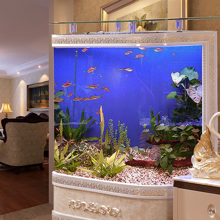 European-style fish tank aquarium living room double circular glass ...