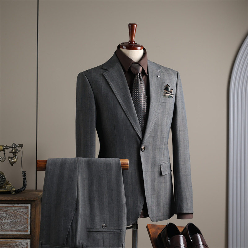 Men's 3-Piece English Style Classic Suit Jacket and Trousers Set for L ...