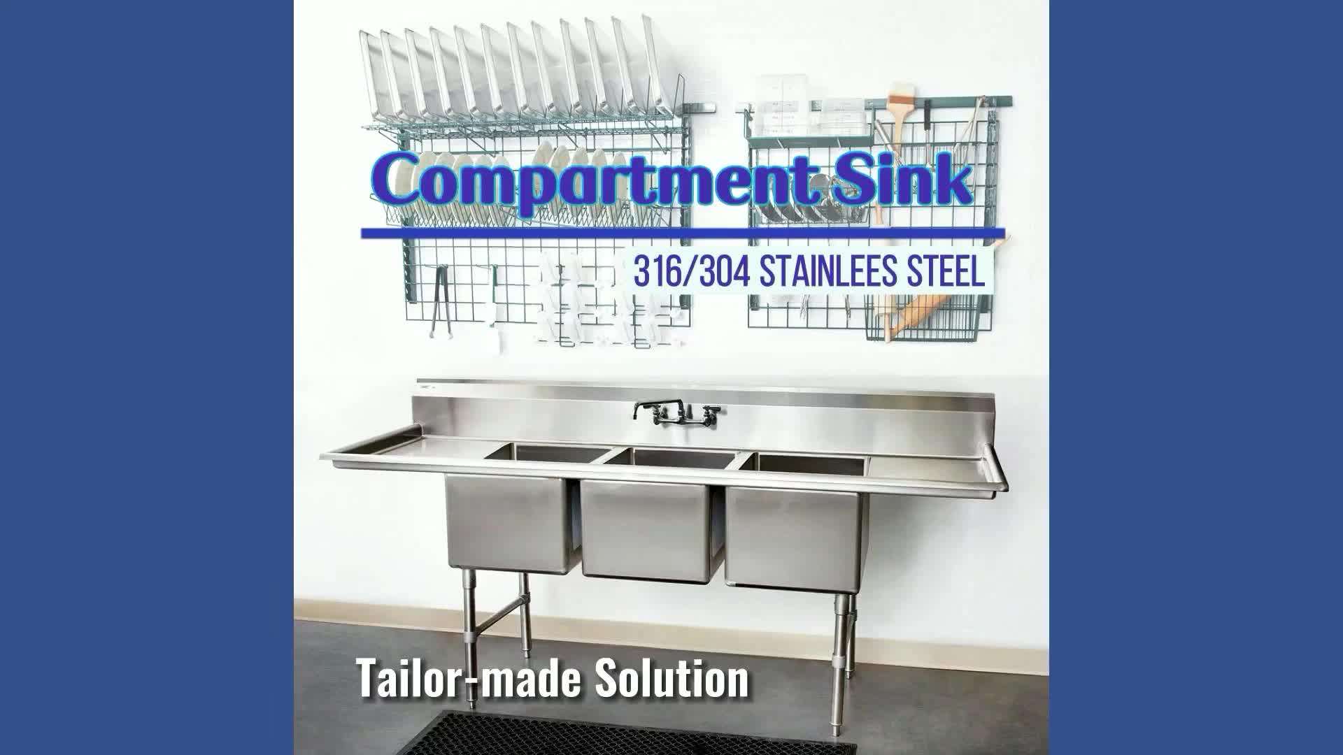 Freestanding 3 Three Compartment Sink Commercial Stainless Steel ...