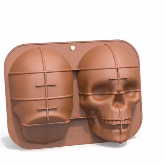 Soft 3d Large Silicone Skull Cake Mold Haunted Skull Baking Cake Mold ...