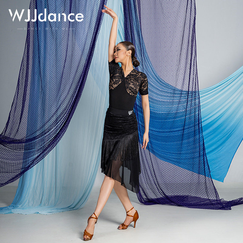 💃WJJdance拉丁舞半身裙2025新款：蕾丝网纱拼接流苏短裙，练功服界的时尚新宠！ -拉丁舞下装-淘宝好物网