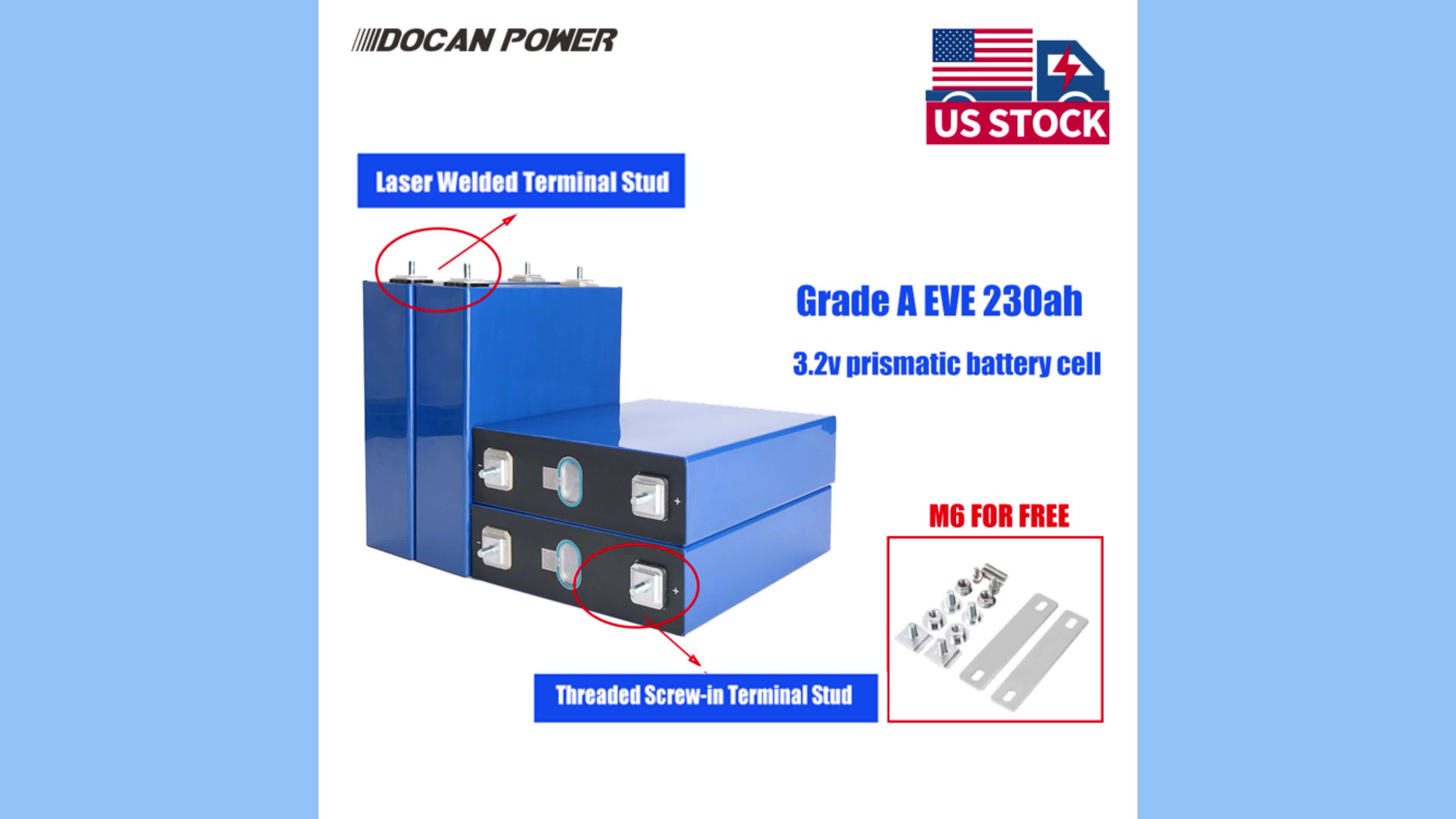Us Eu Stock 3.2v 230ah Rechargeable Lifepo4 Prismatic Lf230 3.2v 280ah ...