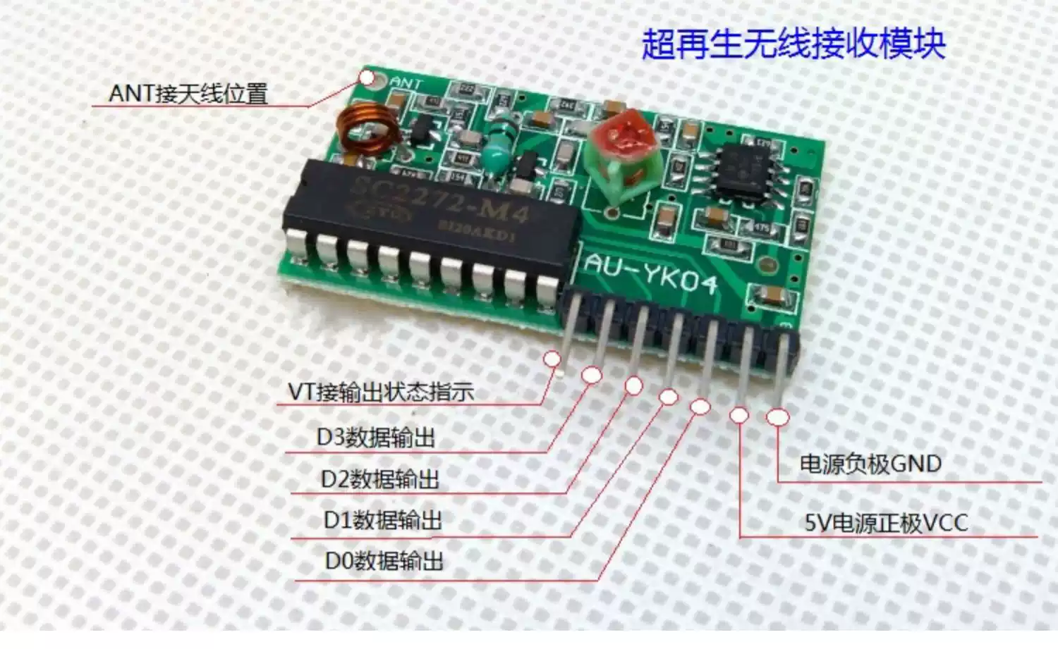YK04-M4 315M无线遥控发射接收 超再生带解码接收模块 无线模块