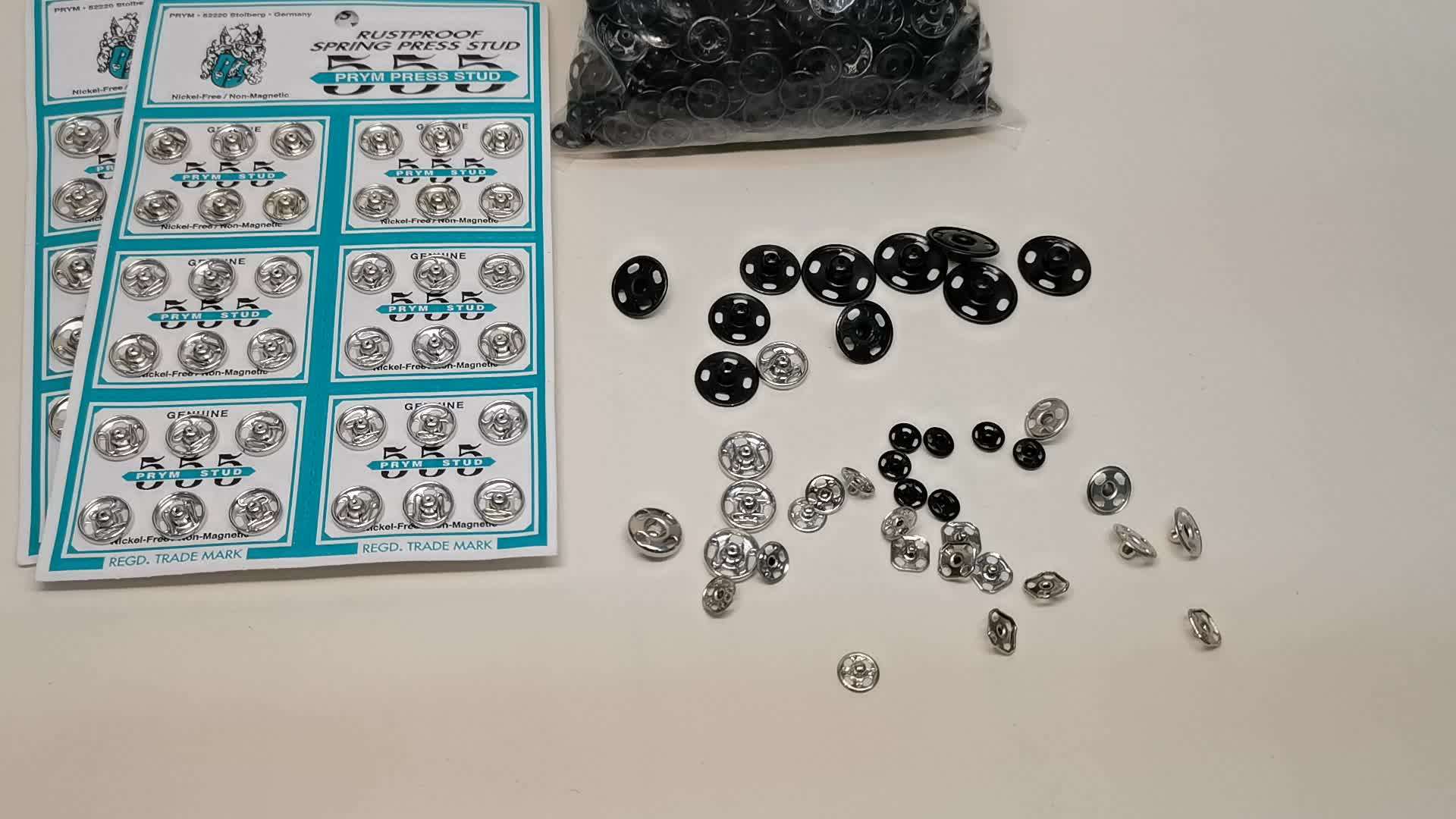 Prym 34m15mtb 15mm Round Nickel Plated Snap Fasteners Metal Press Studs ...