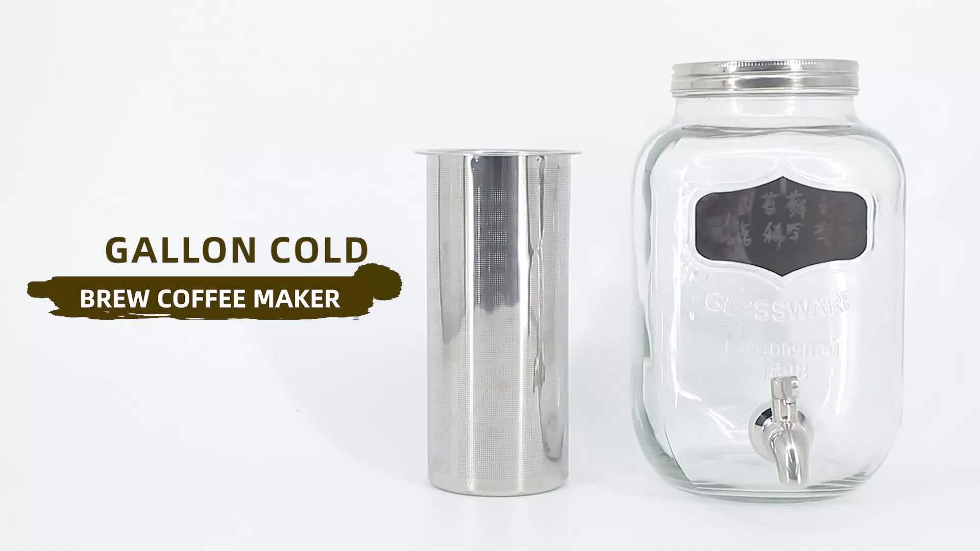 1 Gallon Premium Cold Brew Coffee Maker Tea Maker 4 Quart Strong Glass ...