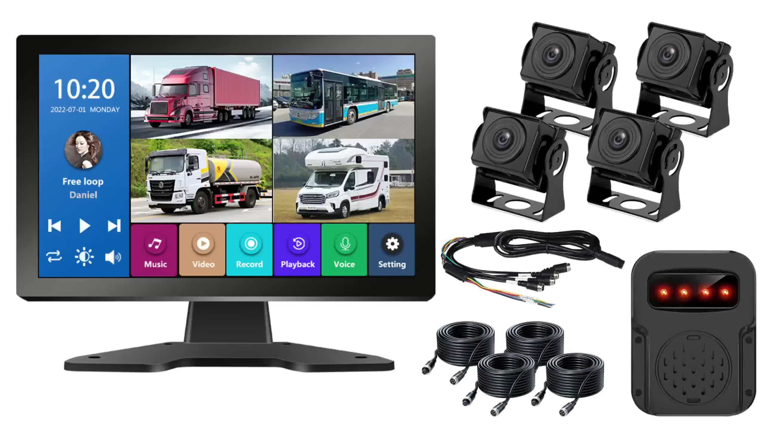 10.1inch Monitoring System Reversing Truck Monitor Mp5 Touch Screen 4ch ...