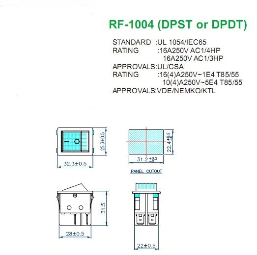 RONG FENG RF-1004 Taiwan Rongfeng power switch 4 pin with lamp boat ...
