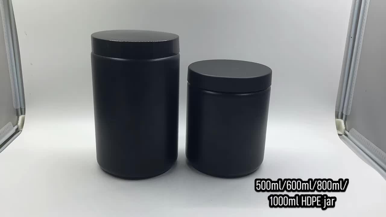 Oem&odm 100g 200g 500g 600g 800g 900g 1000g Wholesale Black Hdpe Protein Powder Container Jar ...