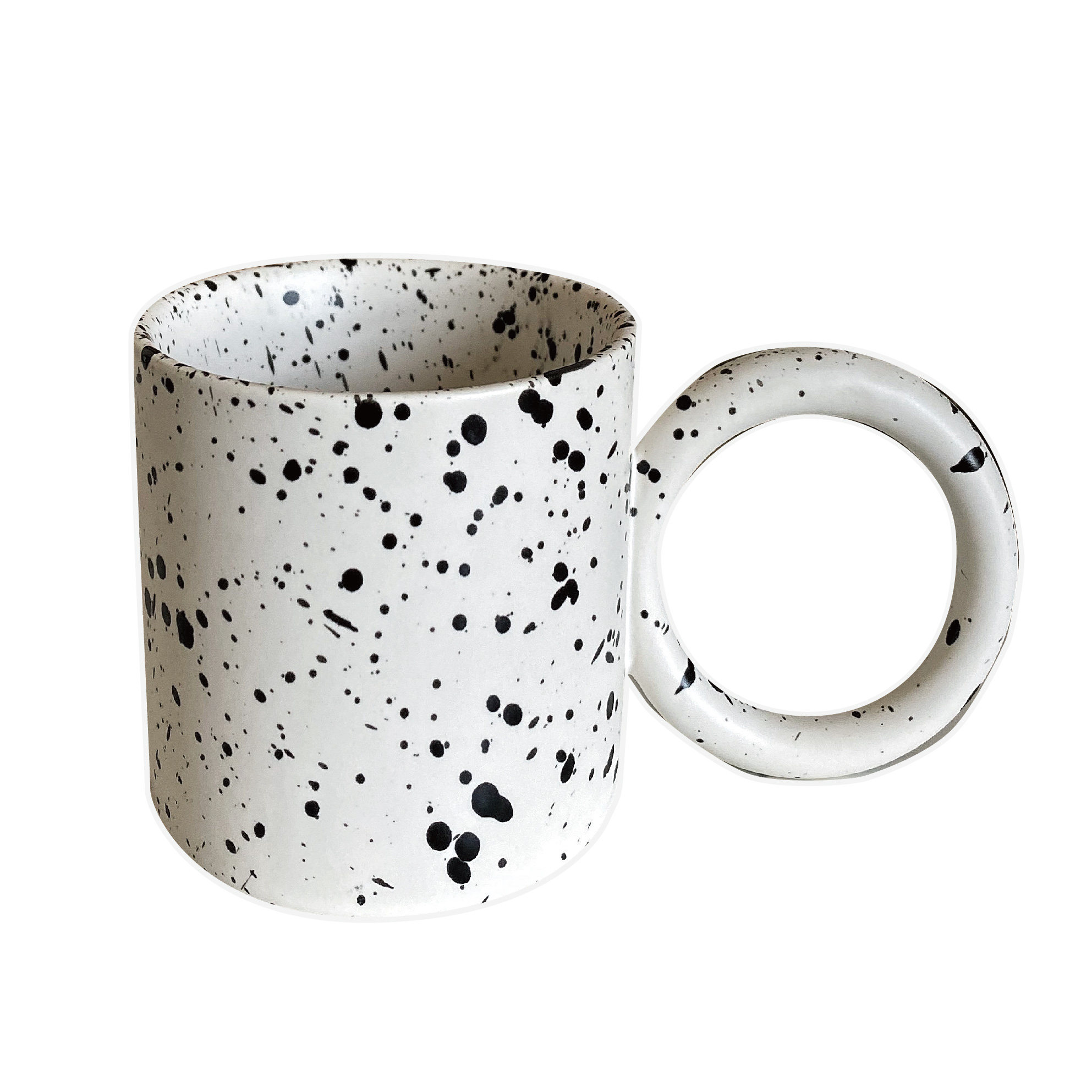 [USD 16.83] Ceramic Mark Cup Big Hand Black Inso Circle Water Cup ...