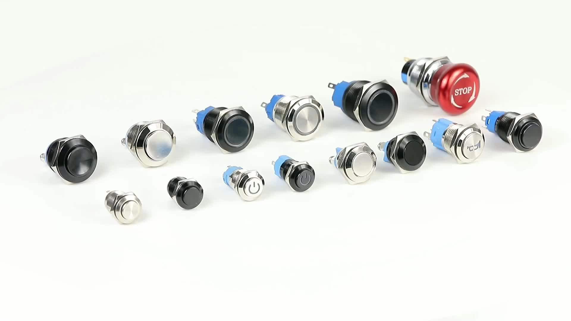 Sliver 5a 250v 19mm Metal 2pin Push Button Switch Ip65 Waterproof Push ...