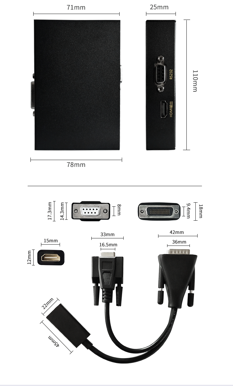 宝利通HDCI转HDMI+DB9 摄像头转换器 Group550 310四代镜头转接线