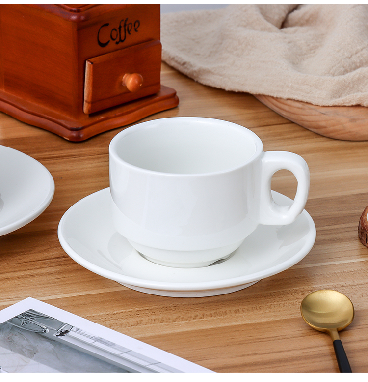 欧式陶瓷咖啡杯简约套装纯白创意奶茶店酒店餐厅通用圆形咖啡杯碟-阿里巴巴