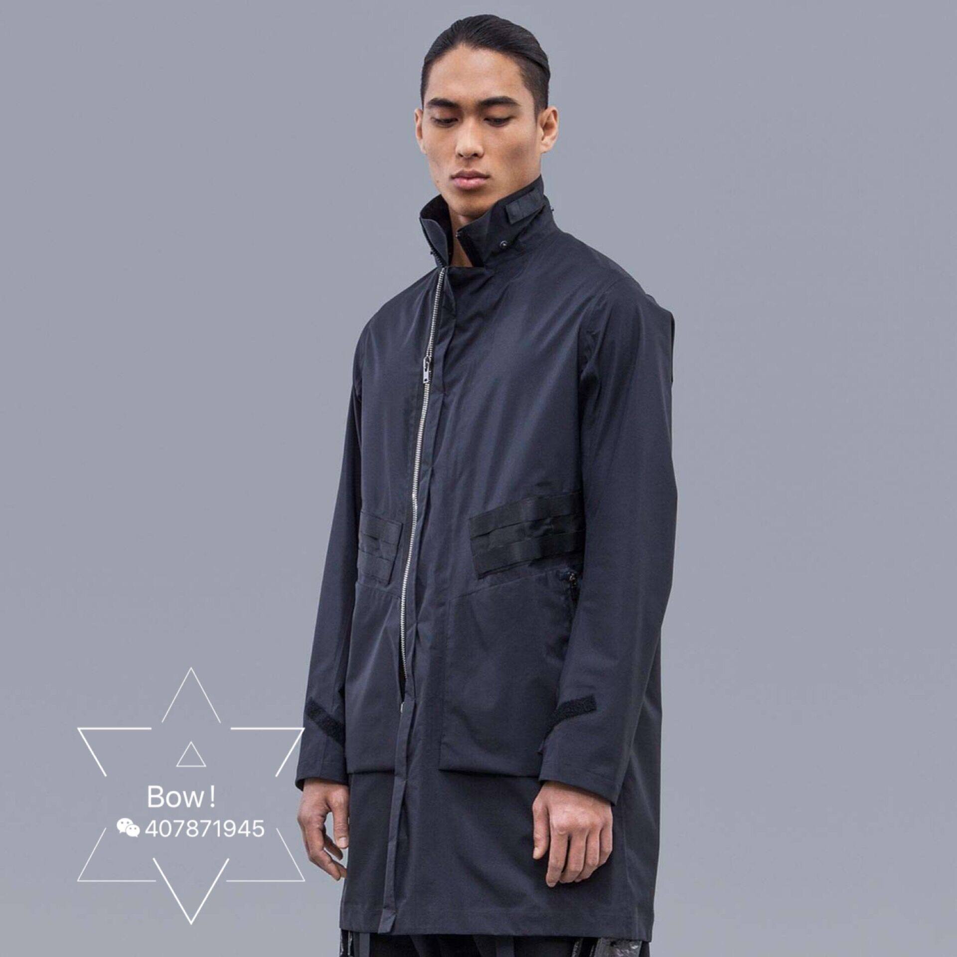 acronym机能长款风衣j53ts-gt冲锋衣防水防风连帽织带gtx纯色压胶