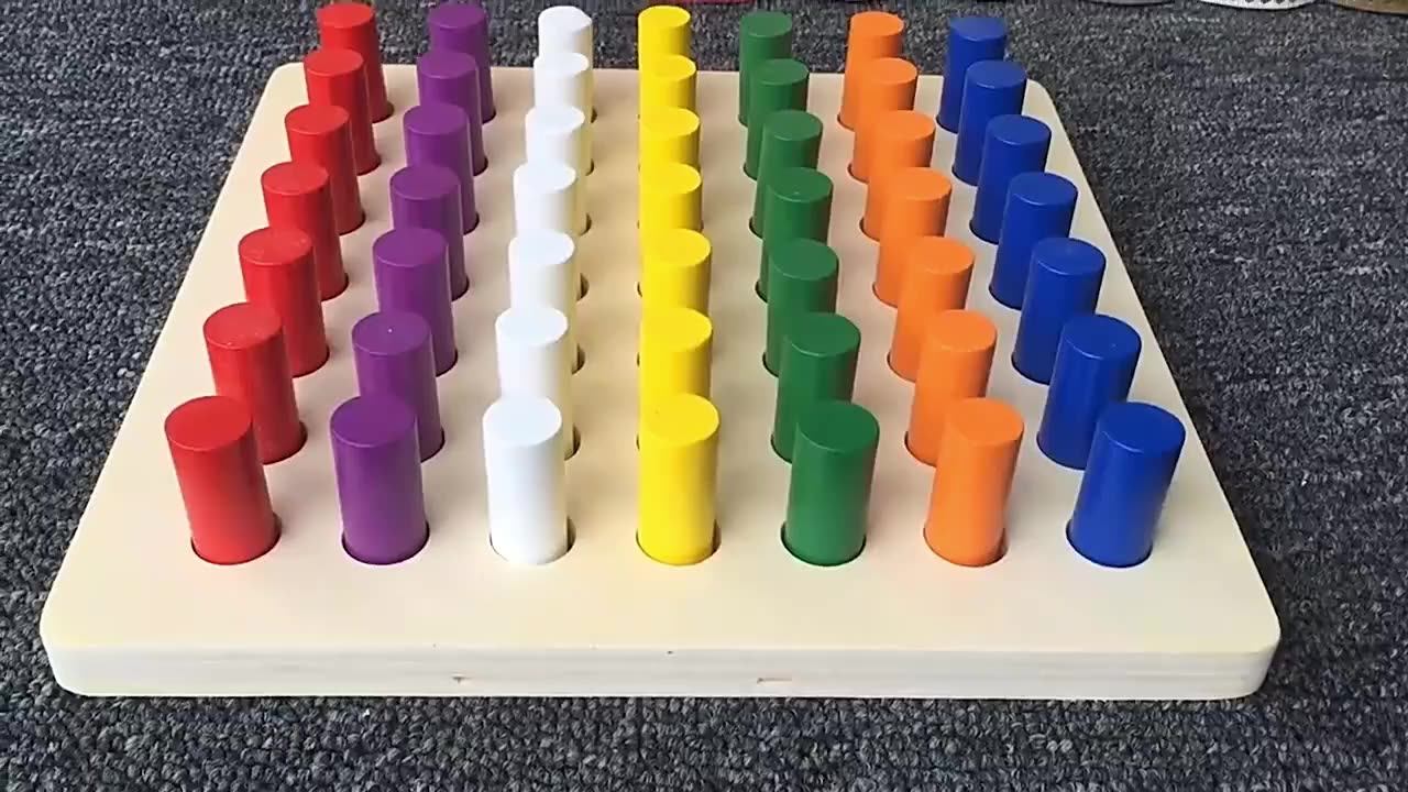 Montessori Children Wooden Rainbow Cylinder Board Early Educational ...