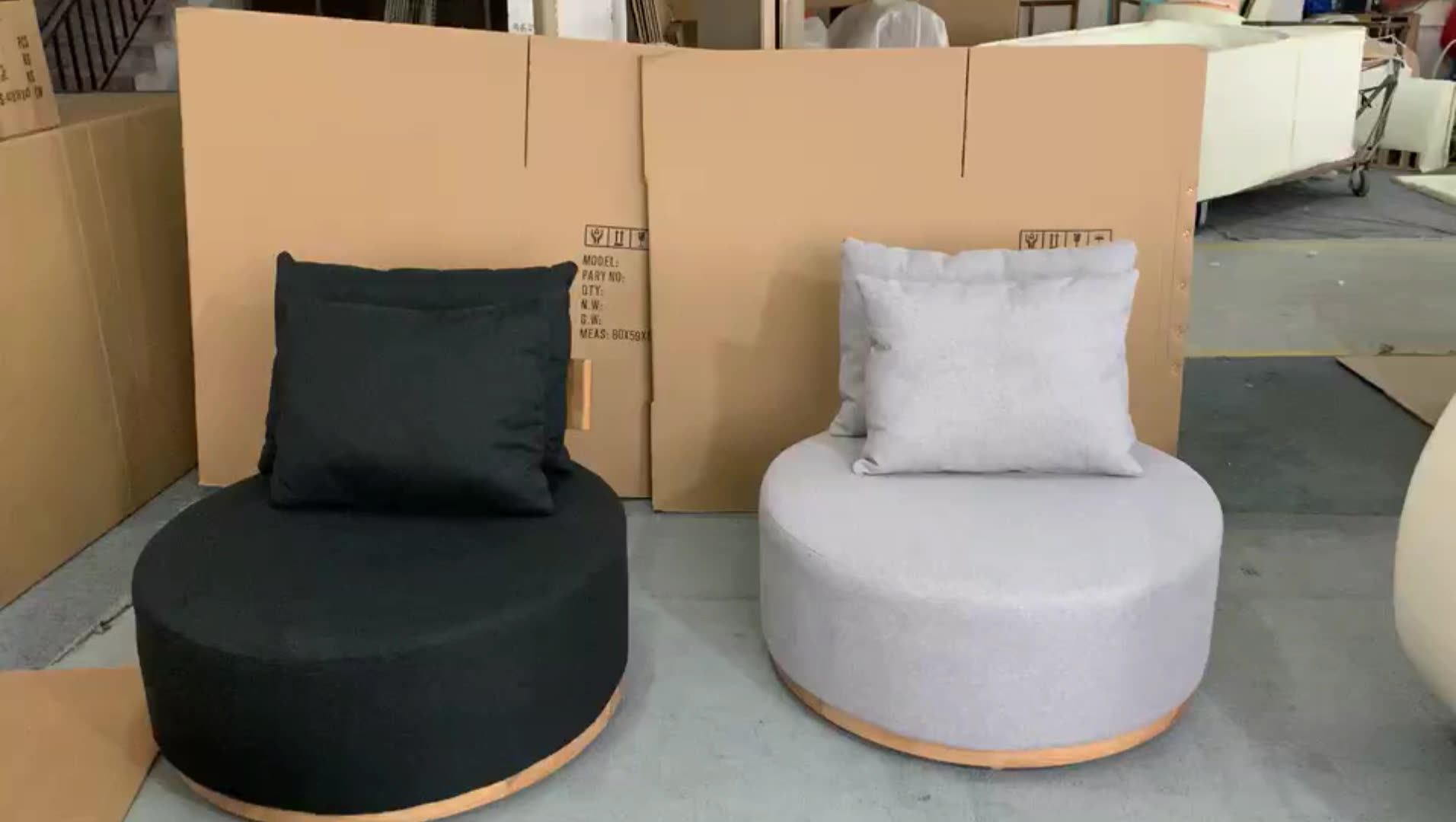 Nordic Design Wooden Frame Small Round Shape Sofa Chair Modern Linen ...