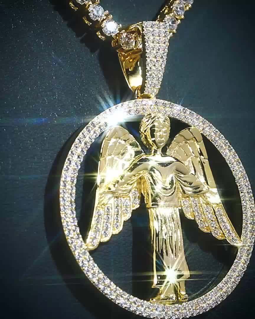 Krkc Custom Power 50 Cent Wear The Same Angel Pendant Iced Out Cz ...