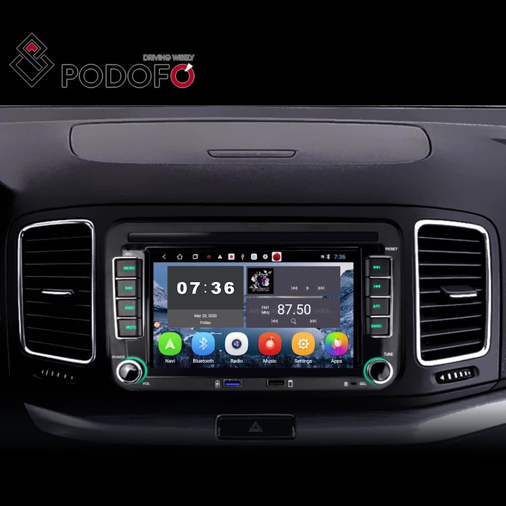 Podofo Android 10 Car Radio 7" Autoradio Wifi Gps Usb Car Stereo For Vw ...