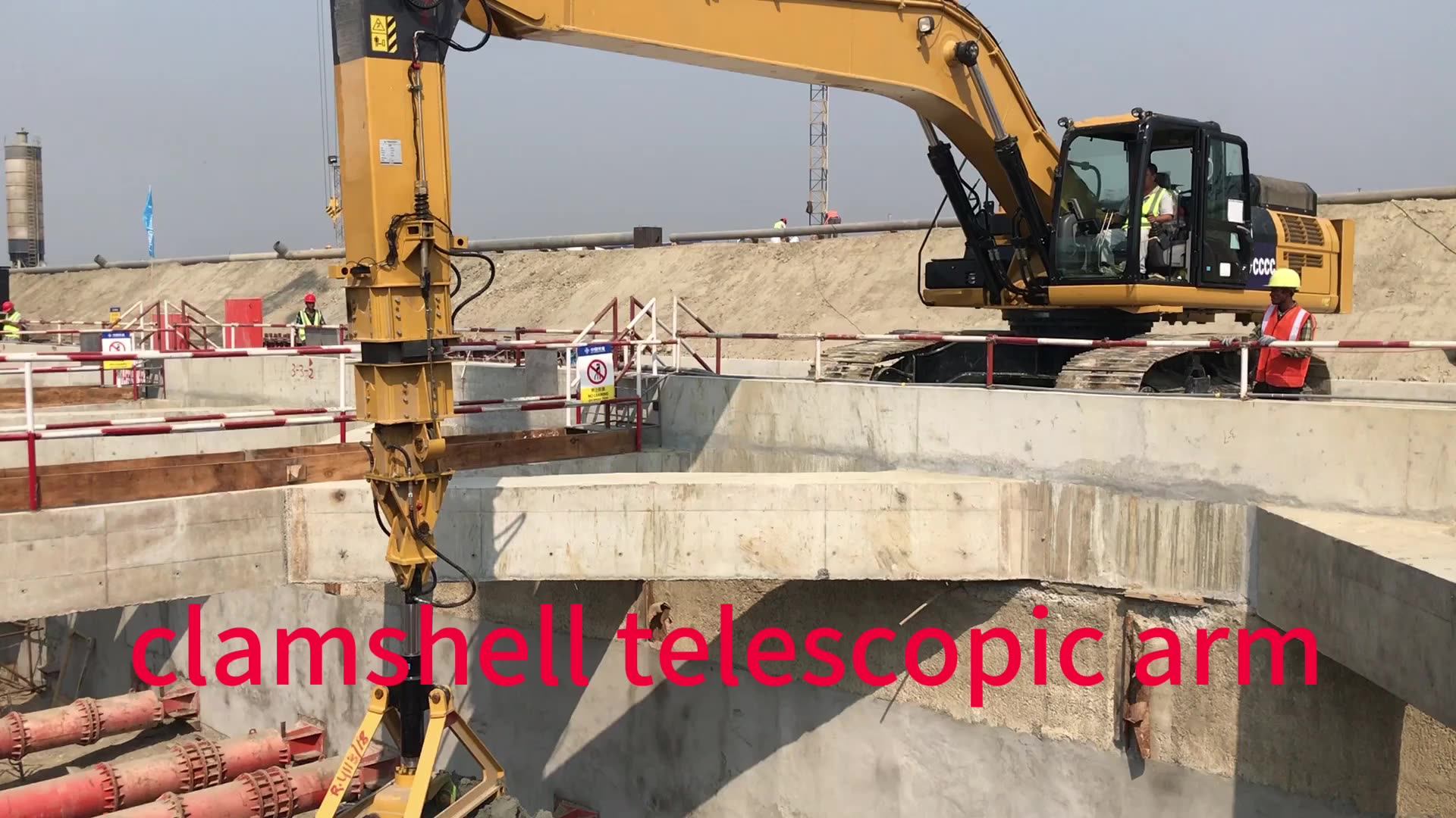 Excavator Attachment Long Reach Boom Clamshell Telescopic Arm With ...