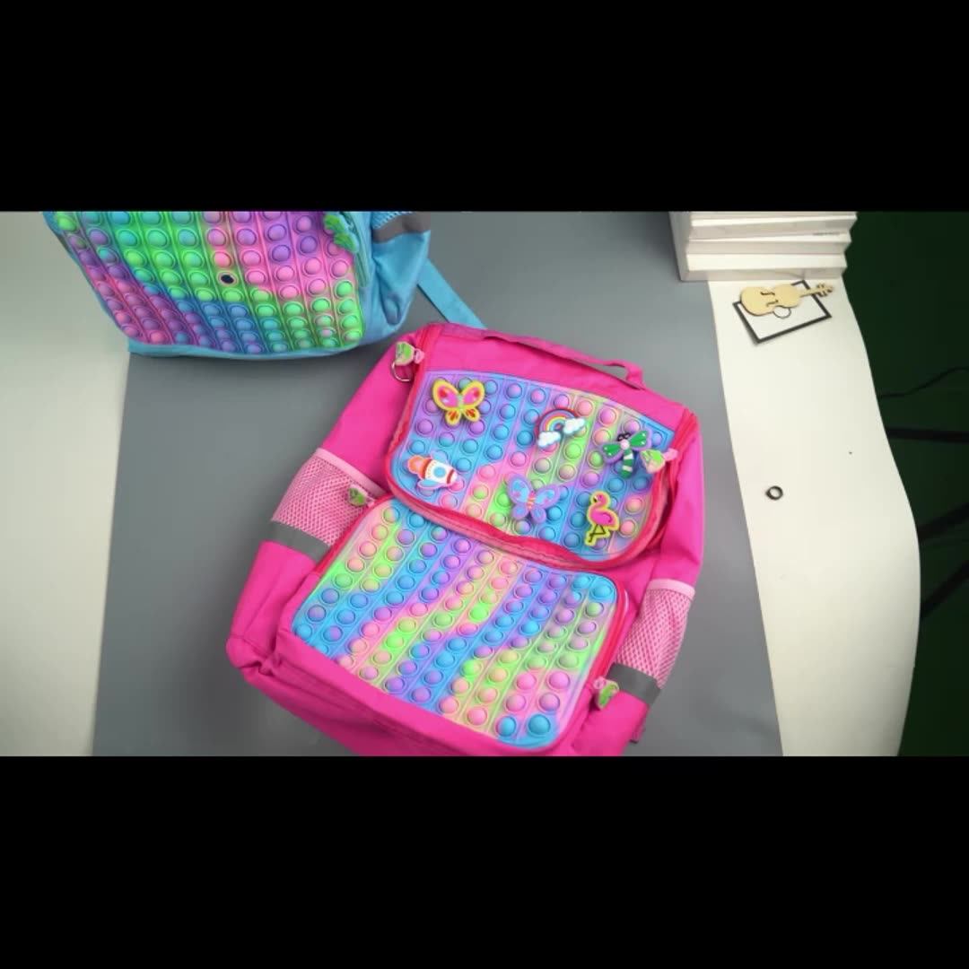 Stylish Pop Kids Rainbow Fidget Bubble Popit School Backpack Bag ...
