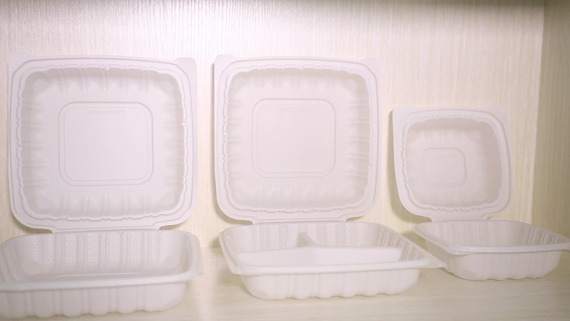 8inch 3 Compartment White Hinged Disposable Plastic Stackable Lunch Box ...