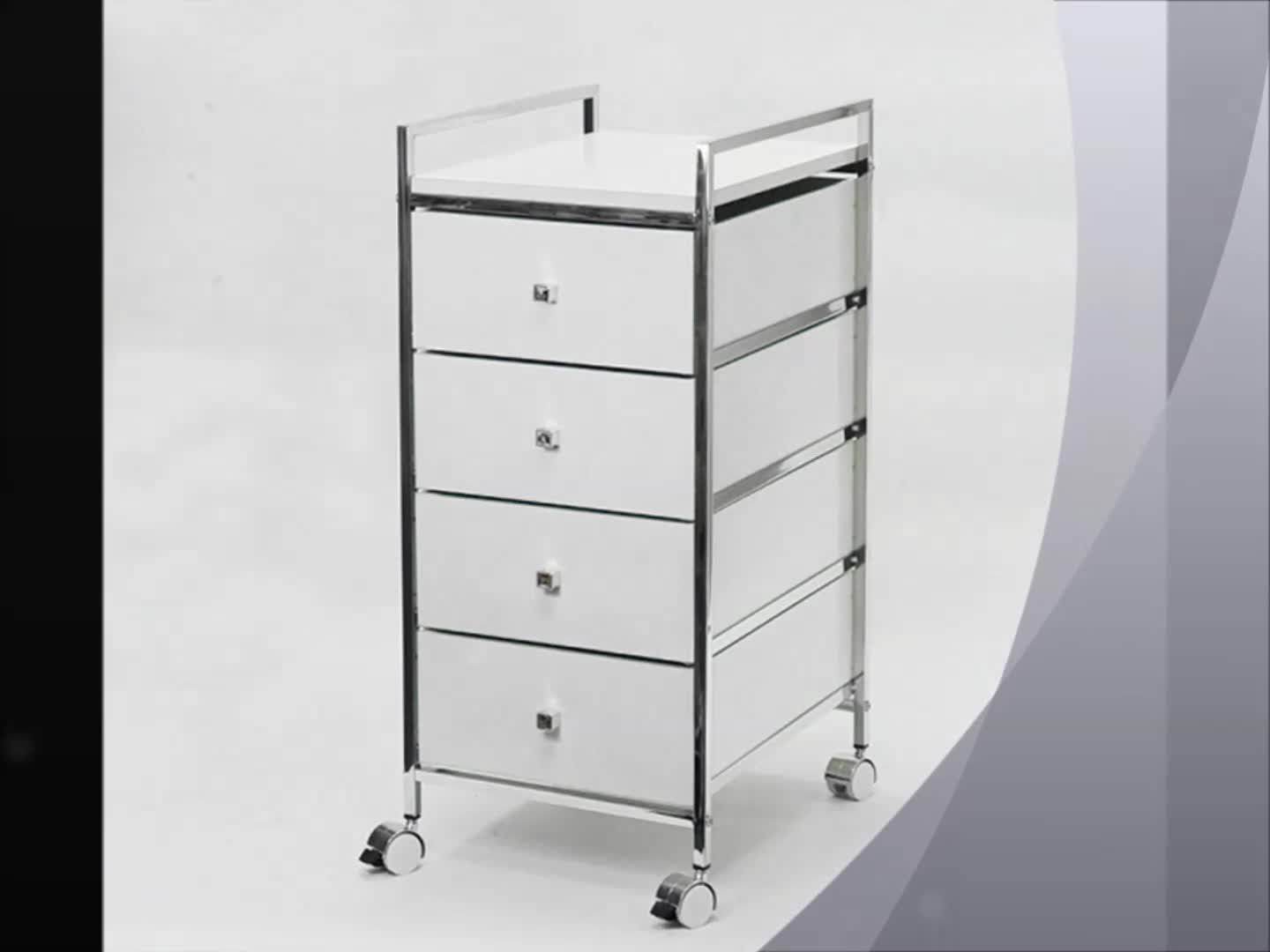 4 Tiers White Drawer Cabinet Trolley On Wheels - Buy Design Trolley ...