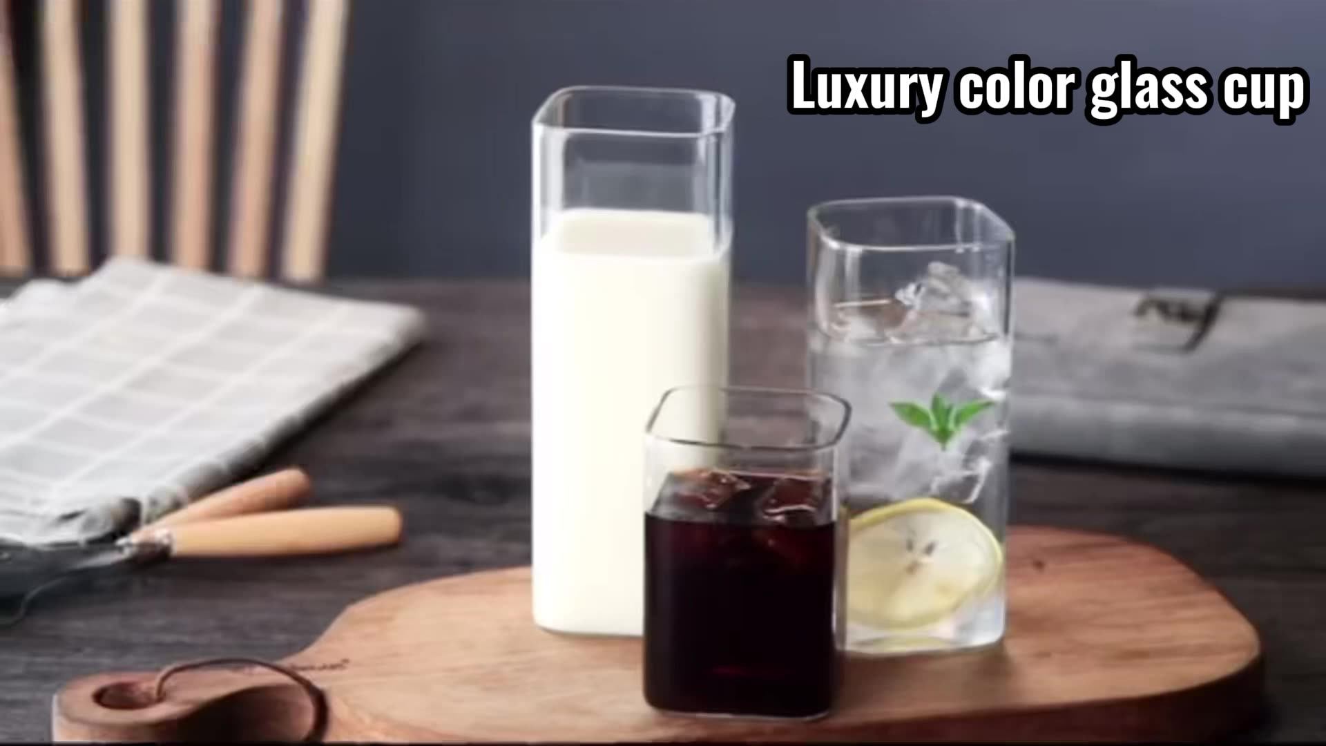 Square Glass Cups Highball Drinking Glasses For Water Wine Beer ...