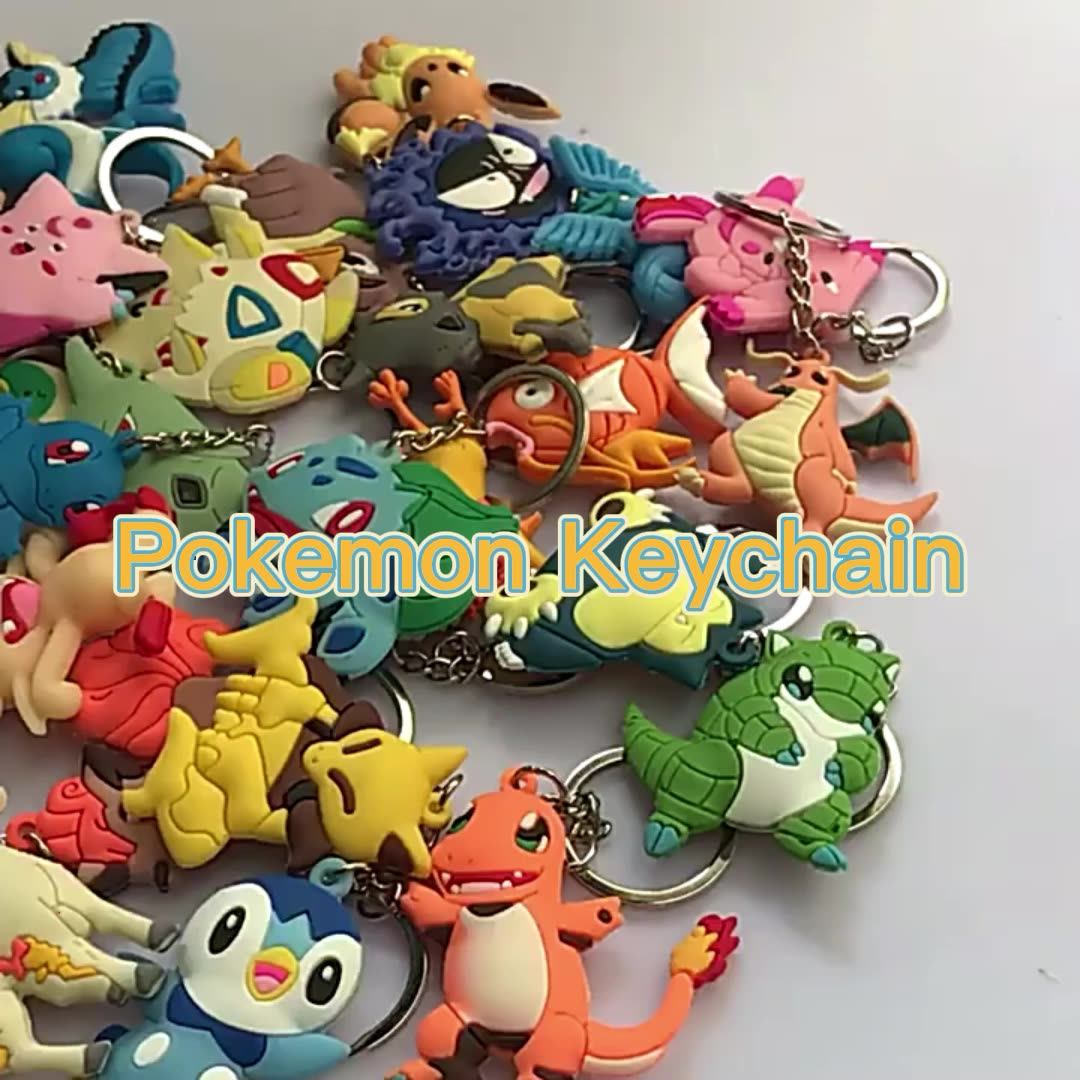 Hot Sale 39 Styles Rubber Pokemoned Pvc Cartoon Keychain Pendant Pika ...