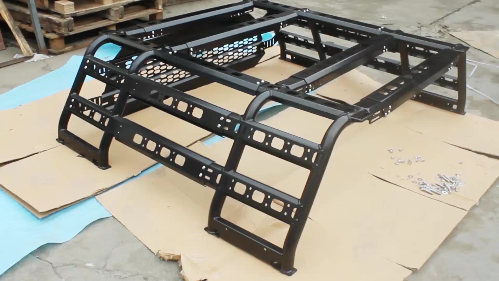 Universal 4x4 Adjustable Roll Bar Pickup Truck Bed Roof Ladder Rack Tub ...