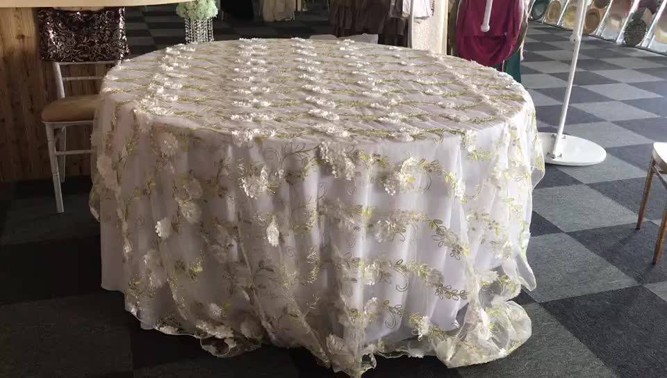 Tx13972 Fancy Wedding Round Net Flower Beaded Embroidery Table Cloth ...