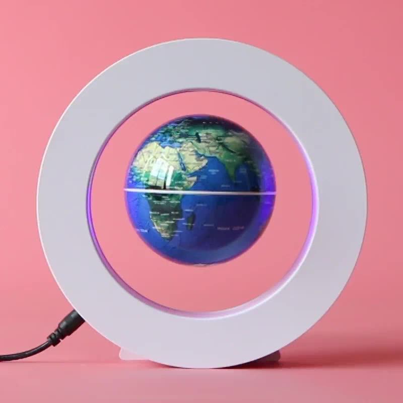 Magnetic Floating Globe Rotating Spinning World Globe With Wooden Round ...
