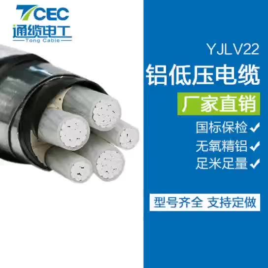 定 制国标通缆电工ZR-YJLV22无氧铝芯电线钢带铠装阻燃电力电缆-阿里巴巴