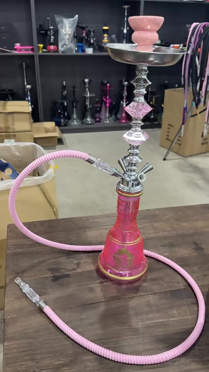 Portable Pink Color 4 Hoses Bar Shisha Hookah Set Stainless Steel ...