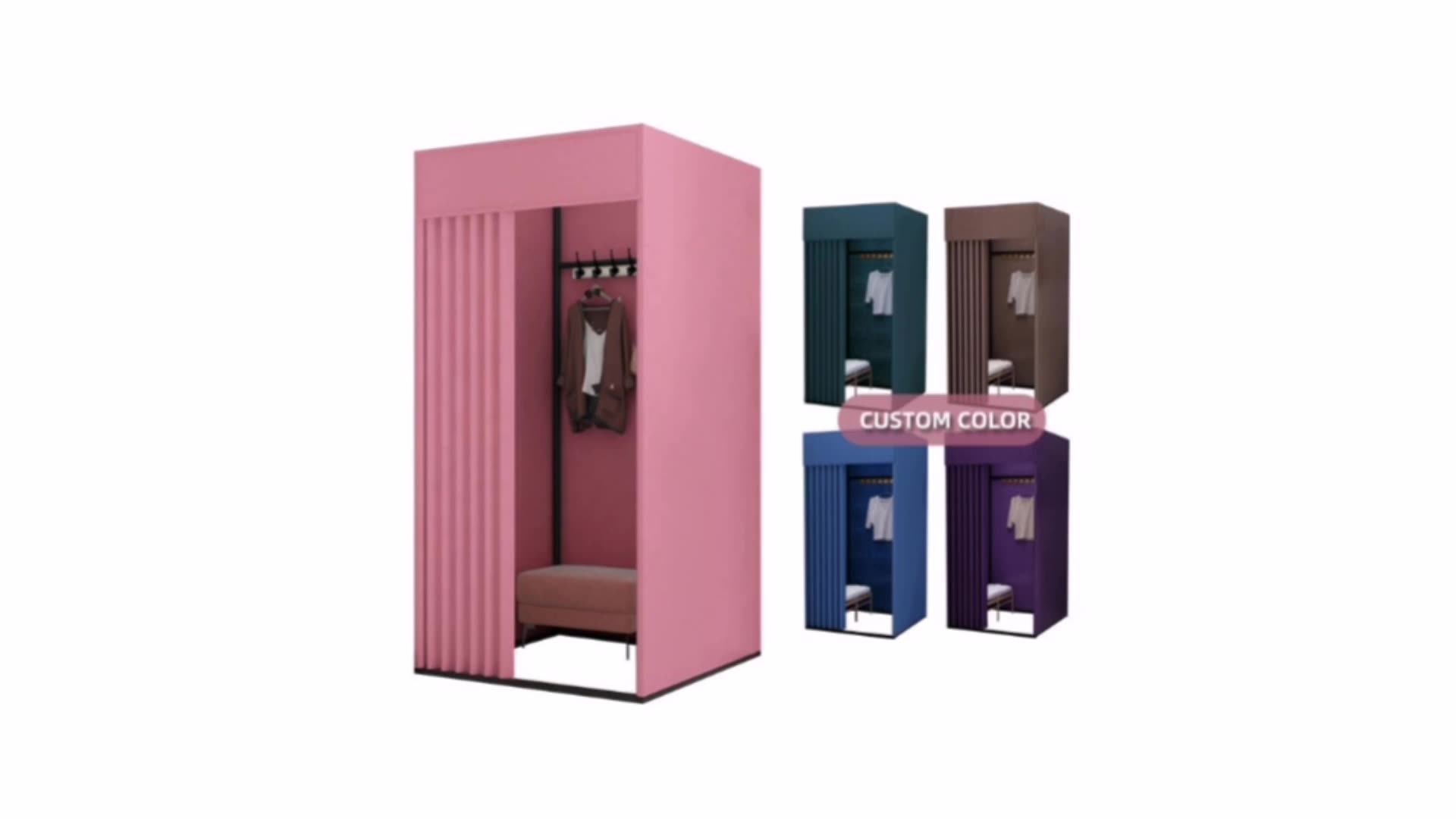 Pink Portable Fitting Room Movable Changing Room Retail Change Clothes ...