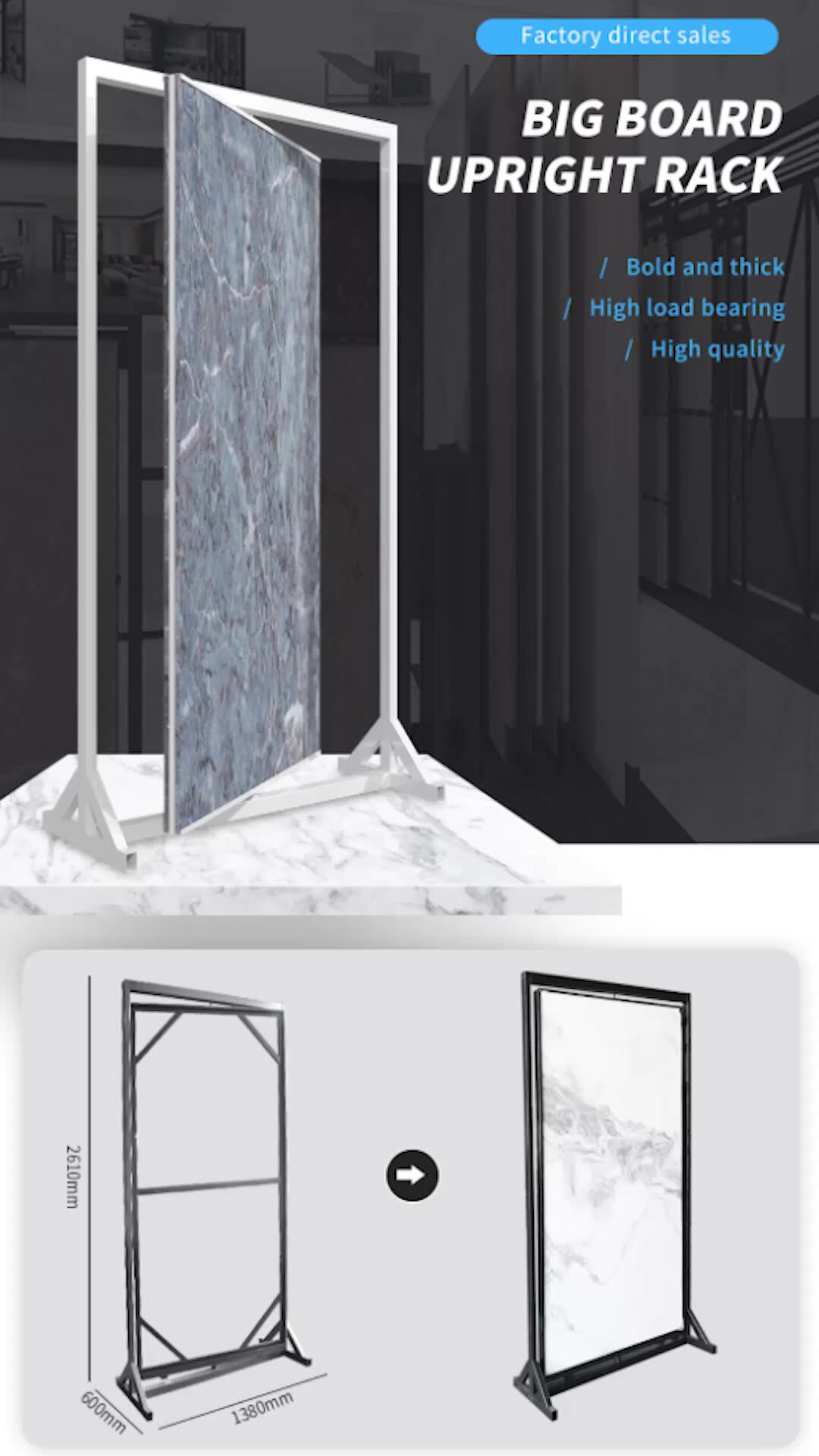 Tsianfan Metal Large Porcelain Floor Tile Stand Showroom Sample Granite ...