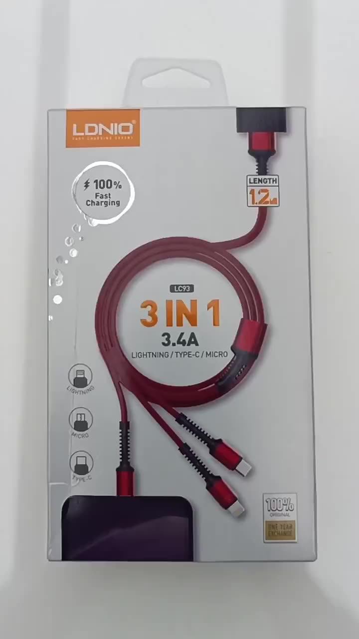 Ldnio Universal 3 In 1 Wire Charging Cable Nylon Usb To Light Ning ...