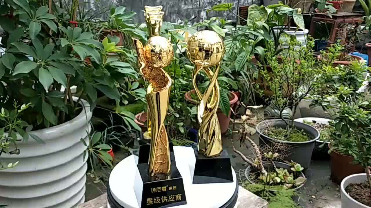 World Globe Trophy Customized Gold-plated Crystal Trophy World Cup ...