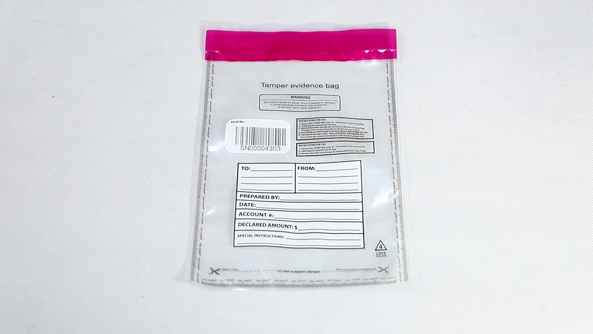 Large Tamper-proof Security Plastic Bag For Mailing Money Deposit ...