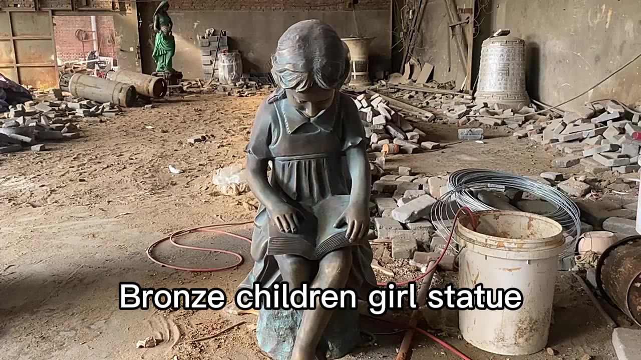 Garden Decoration Life Size Copper Metal Children Girl With Dog ...