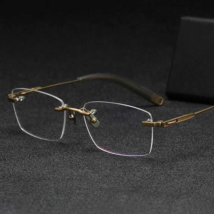 Rimless Glasses Thin And Flexible Men Eyeglass Frameless Gold Titanium ...