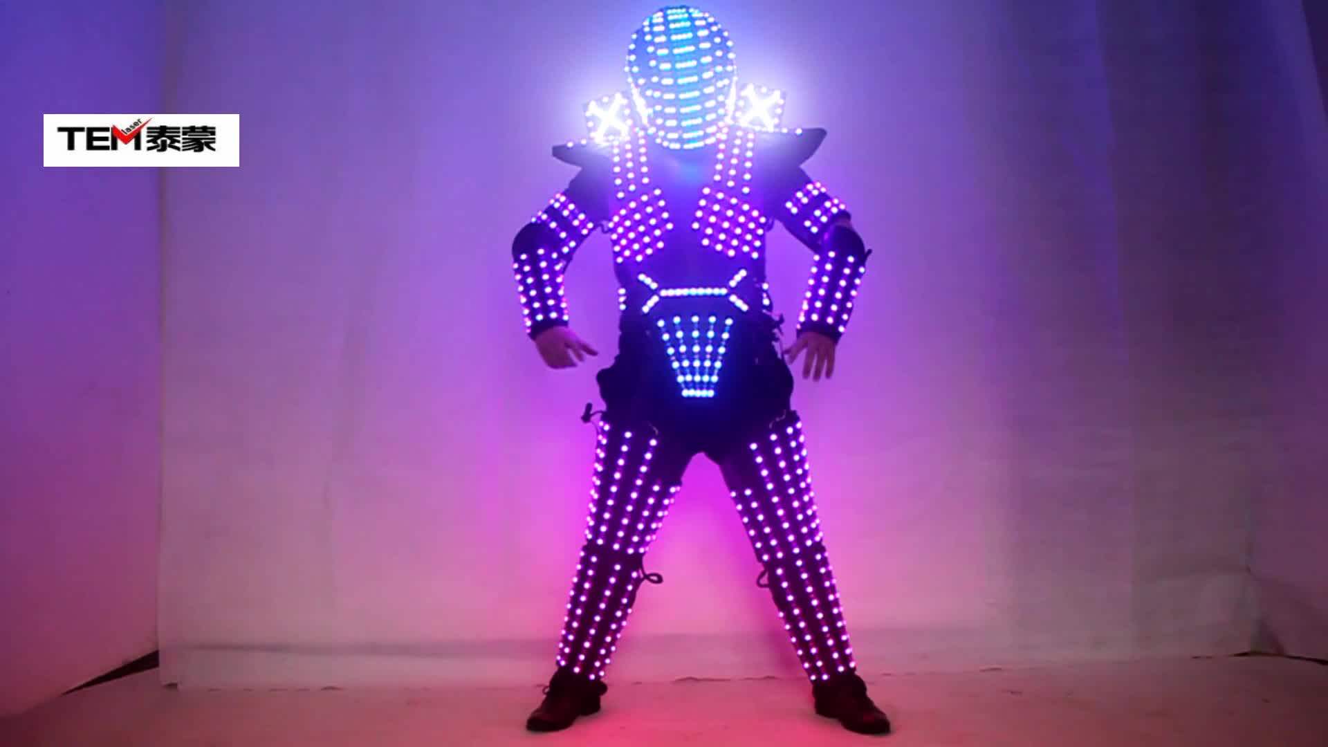 Rgb Color Led Growing Robot Suit Costume Men Led Luminous Clothing ...