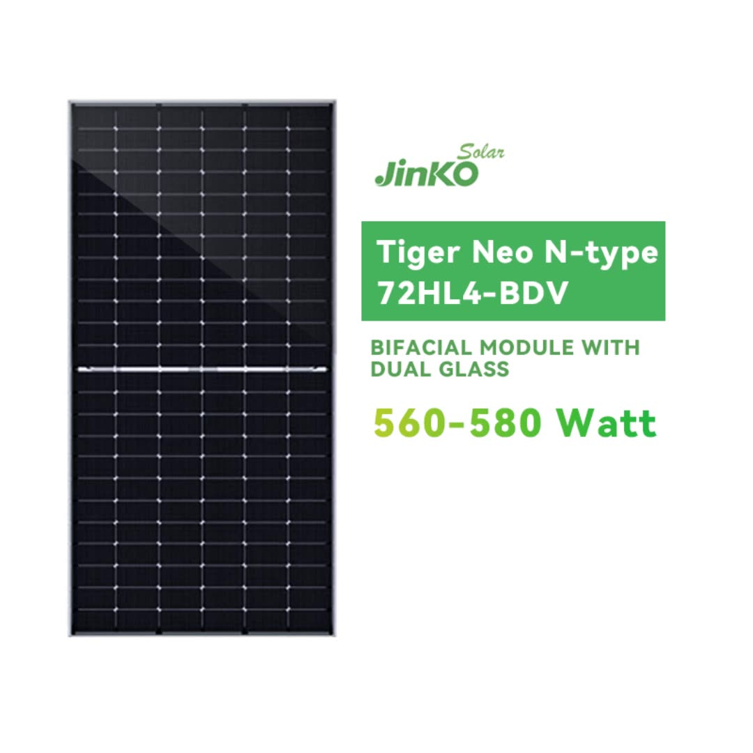 Jinko Dual Glass Bifacial Module Solar Panel 560 570 580 590 Watt Jinko Solar Panel N Type 72hl4 ...