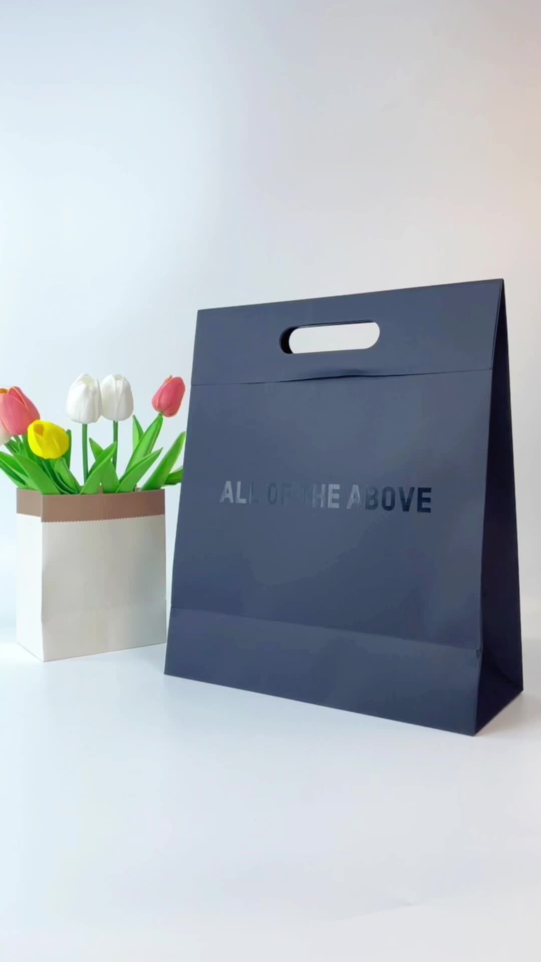 Luxury Die-cut Handle Black Clothing Shopping Packaging Paper Bag ...