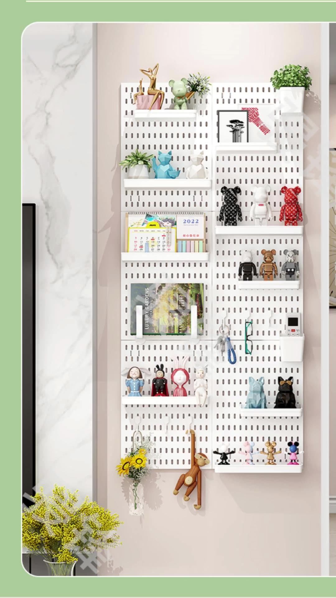 Hot Sales Diy Mdf Pegboard Floating Shelves Pegboard Display Peg Board Display Set Pegboard Wall ...