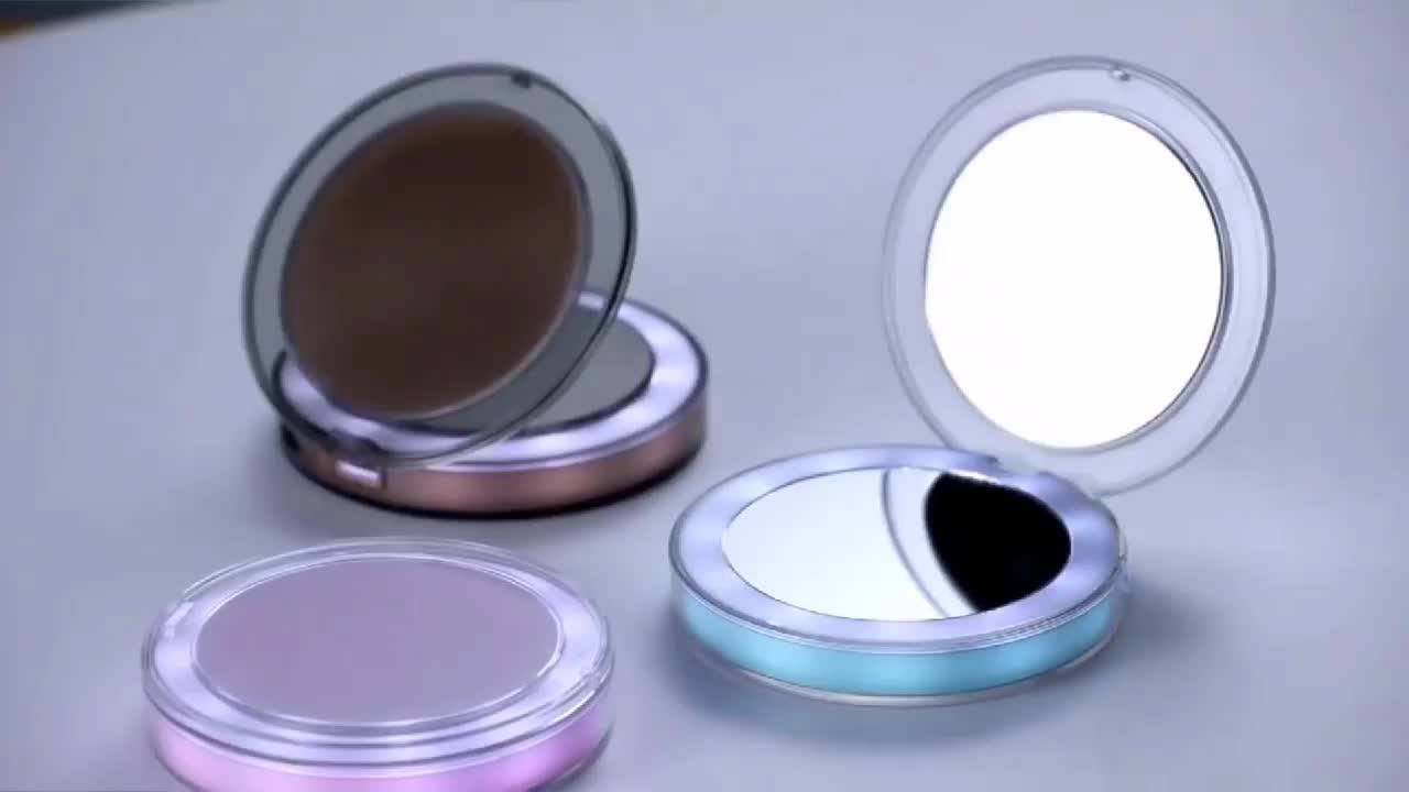 Dimmable Mini Pocket Mirror Light With Sensor Rechargeable Magnifying ...