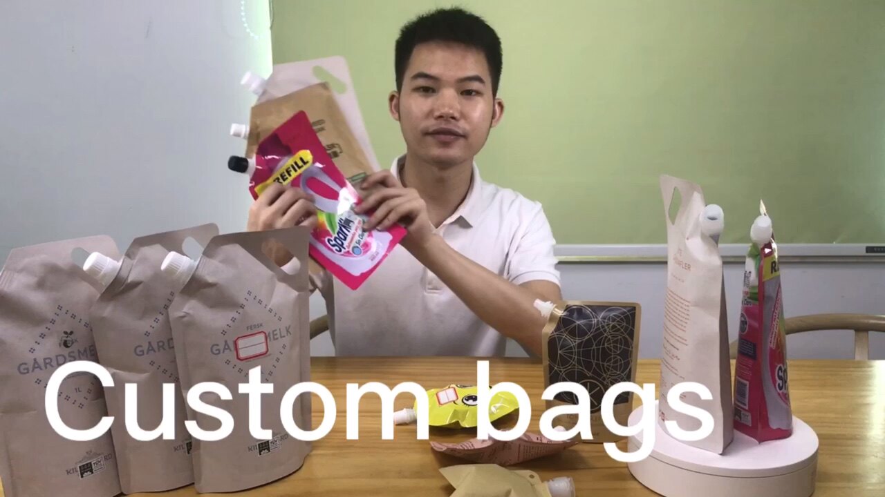 Custom Biodegradable Recyclable Liquid Spout Bag Eco Friendly Stand Up ...