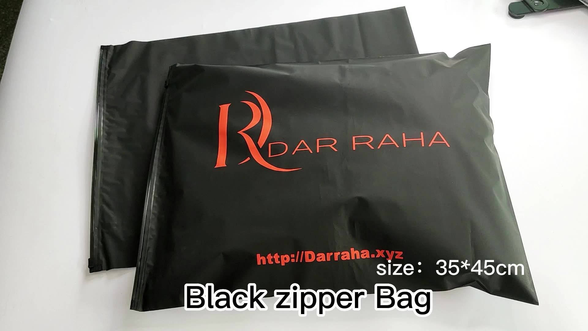 Biodegradable Frosted Clothing Ziplock Packaging Bags Custom Black ...