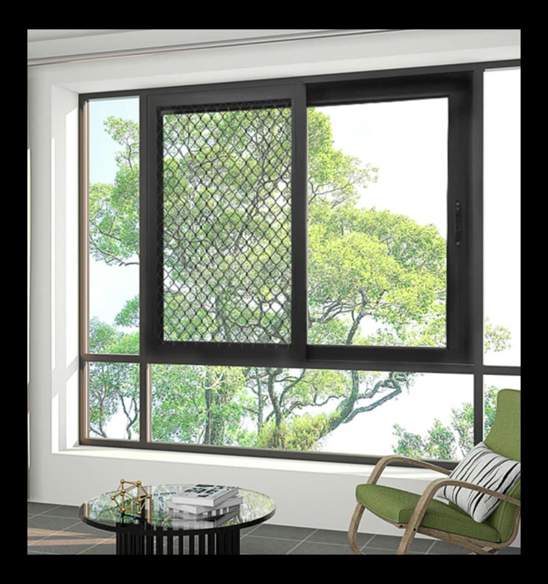 Aangepaste Zwart Wit Kleur Aluminium Frame Dubbele Gehard Geglazuurd ...