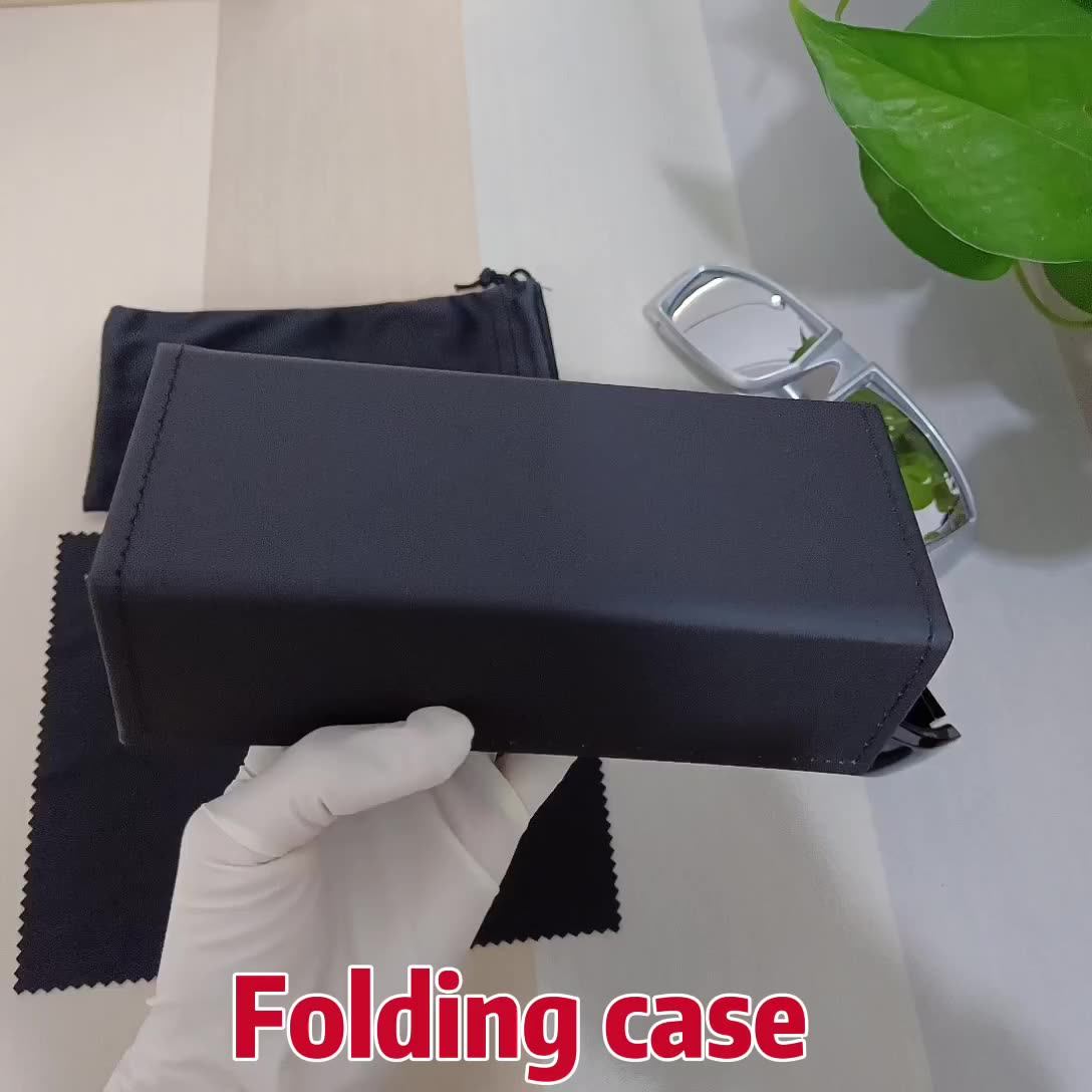 Hot Sale Black Square Foldable Eyewear Box Set Eye Glass Case Hard Pu ...