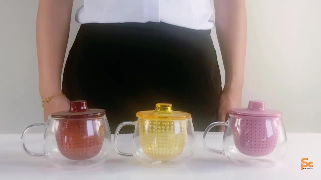 12oz Single Tea Maker Loose Leaf Tea Mug Hand Craft Borosilicate Glass ...