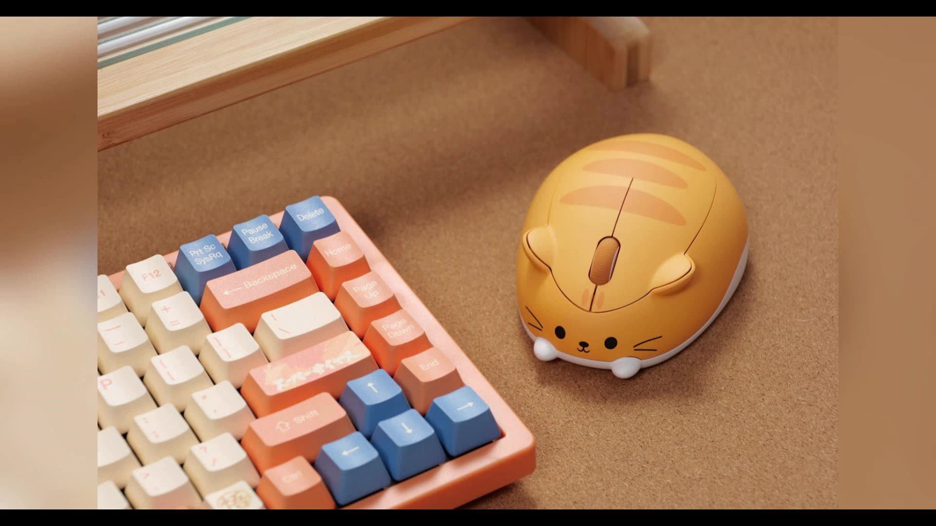 Akko Cat Theme Wireless Mouse 2.4g Pink Grey Orange Ergonomically ...